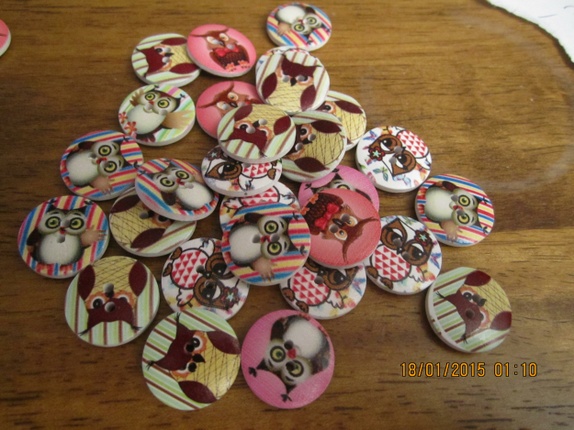 34 stk treknapper, ugler! - Epla