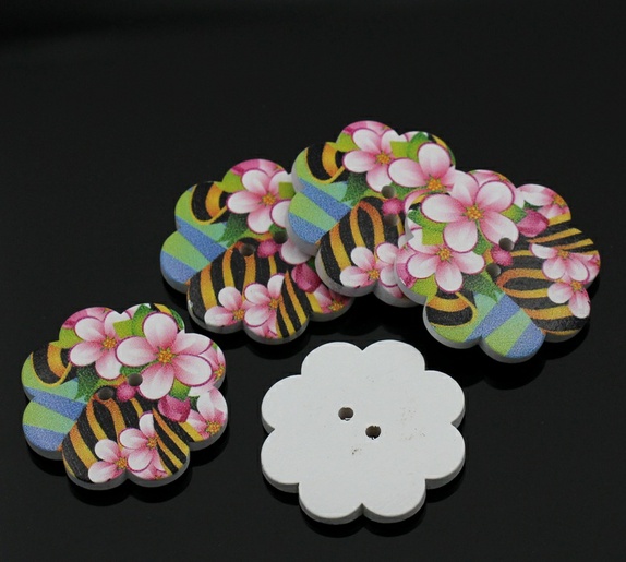 1 stk treknapp, blomster! - Epla