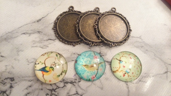 Pakke med 3 stk Cabochon og smykkedeler! Velg pakke! - Epla