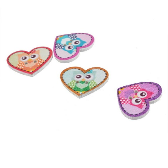 50 stk treknapper, ugler! Mix! - Epla