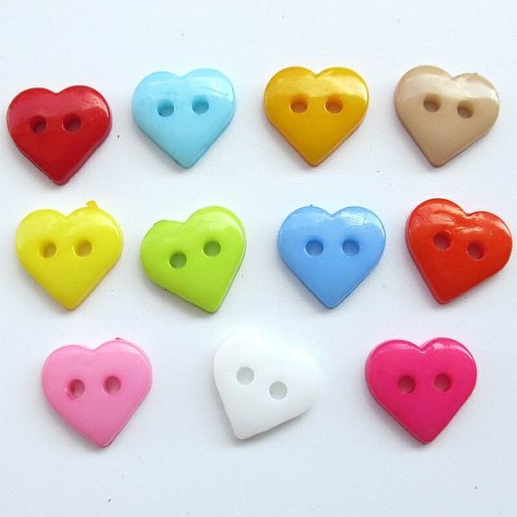 150 stk små knapper, hjerter! Mix! - Epla