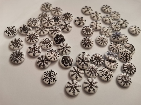 50 knapper, snøfnugg! Mix! - Epla