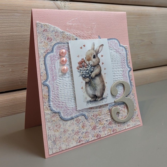 Unikt håndlaget bursdagskort. 3 år - Epla