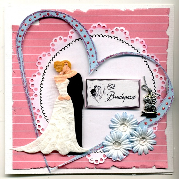 Bryllupskort 15x15 cm. 3D- effekt. - Epla