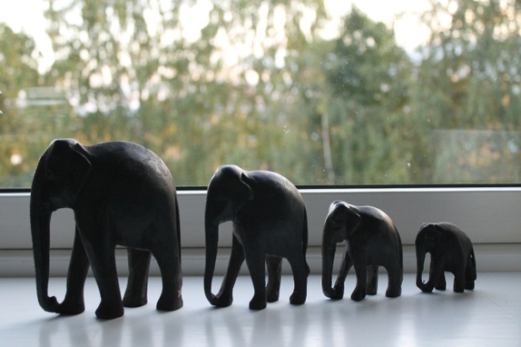 Fire fine elefanter i tre...SALG! 40% - Epla