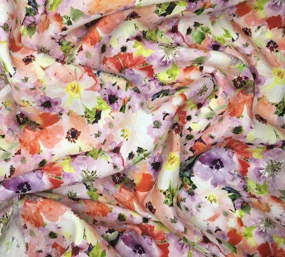 Stoff i lin med blomster - Epla