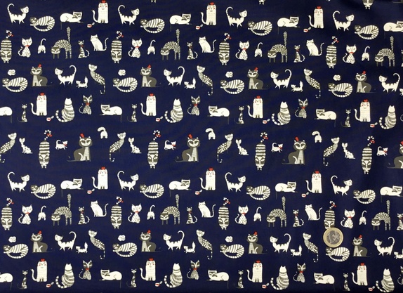 Japansk bomullsstoff, katter - Epla
