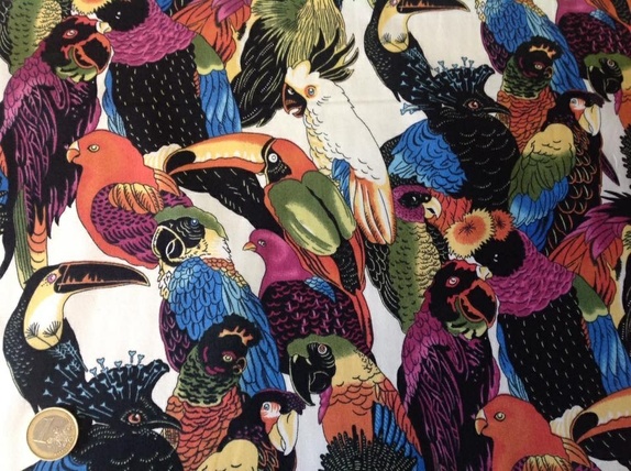 Japansk bomullstoff, eksotiske fugler - Epla