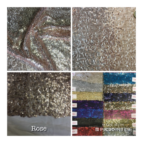 Tyll stoff brodert med paljetter,nude - Epla