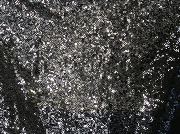 Tyll stoff brodert med paljetter, svart - Epla