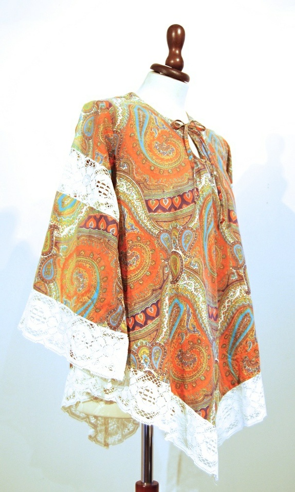 Vintage bluse med blonder - Epla