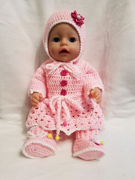 heklet sett til dukke 43.cm - Epla