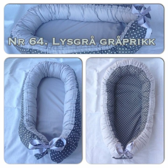 Nr.64 Babynest Babyrede grå m prikk - Epla