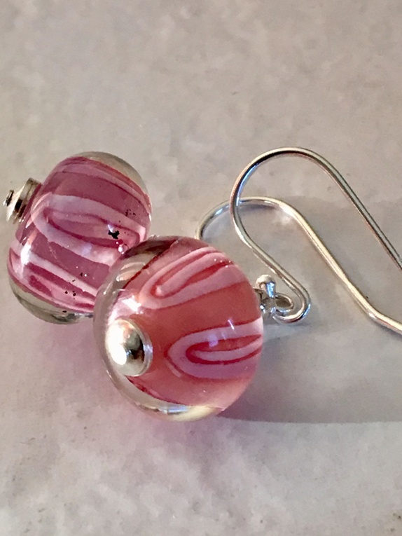 SALG! Før kr 110,- Sølv øredobber med rosa glassperler - Epla