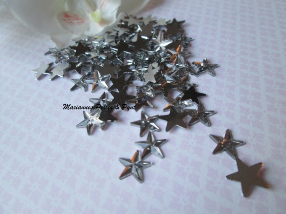 70 blanke stjerner flatbacks, str 8mm - Epla