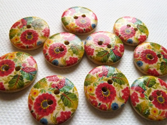 20 mm Treknapper - blomster (1228) - Epla