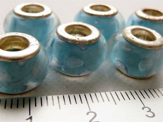 Lyseblå Lampworkperler Med Stort Hull (5124) - Epla