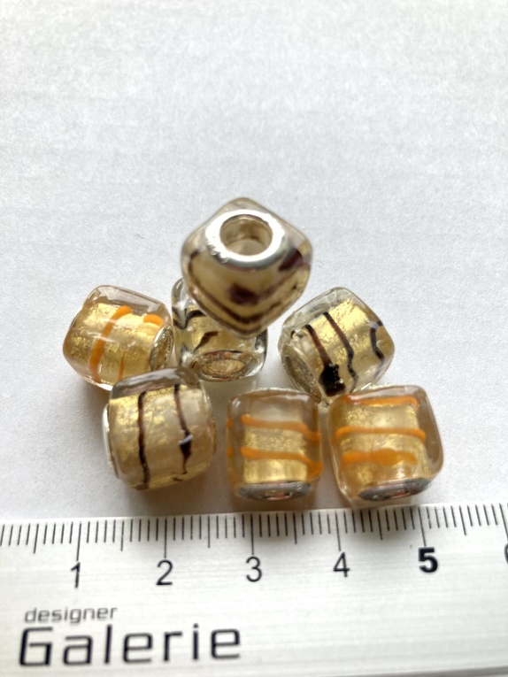 8 Firkantede Lampworkperler Med Stort Hull (5122) - Epla