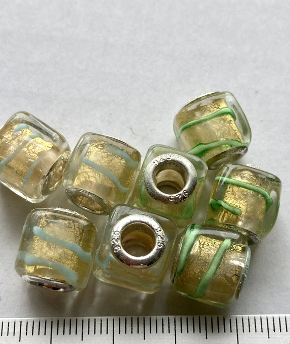 8 Firkantede Lampworkperler Med Stort Hull (5124) - Epla