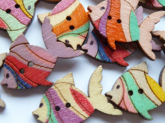 10stk. treknapper - tropisk fisk (1055) - Epla