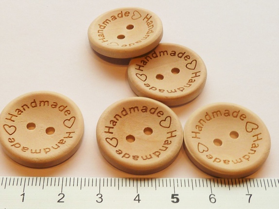 "Handmade" 25 mm - treknapper (1107) - Epla