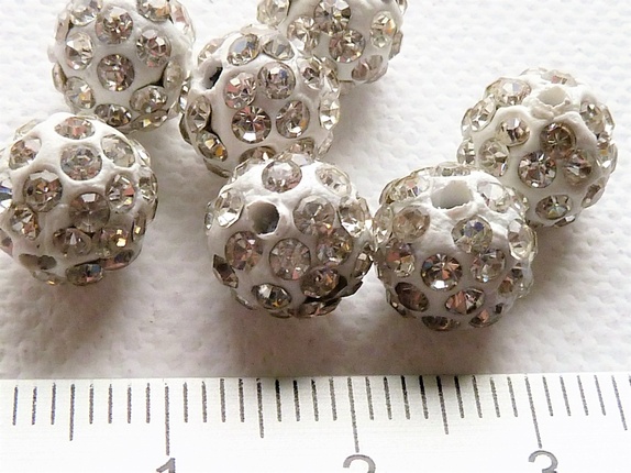 Hvite Shamballa - Disco perler (5002) - Epla