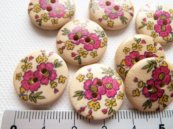 20 mm Knapper med blomster (1178) - Epla