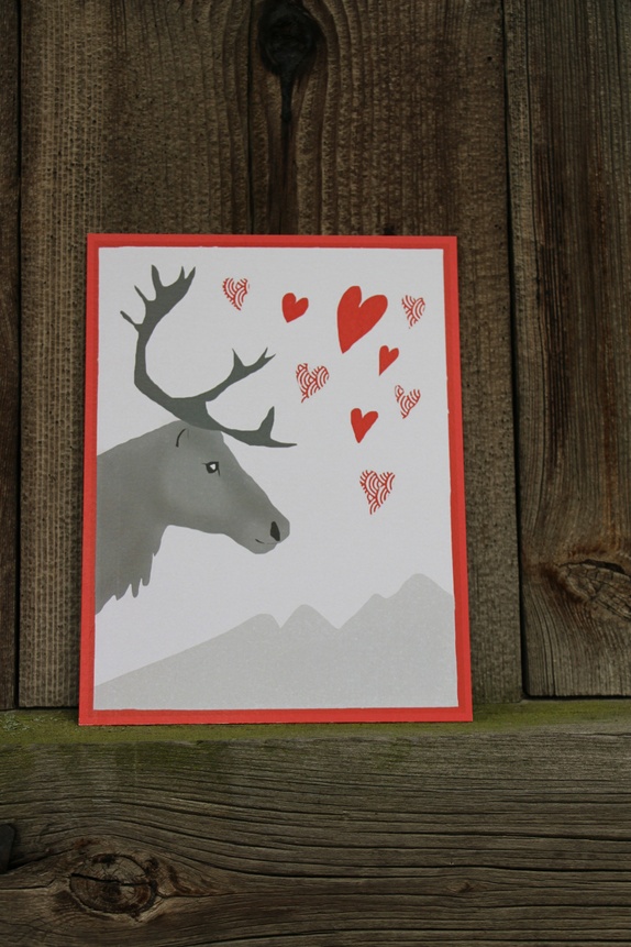 Kort med reinsdyr og hjerter - Epla