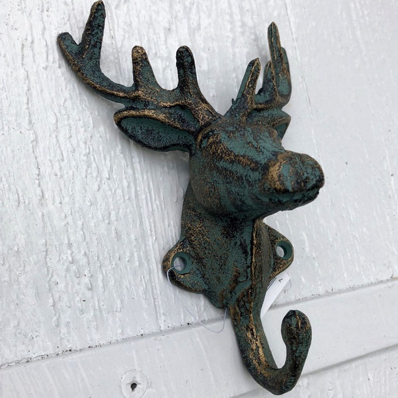 Knagg hjort "grønn" i støpjern - Epla