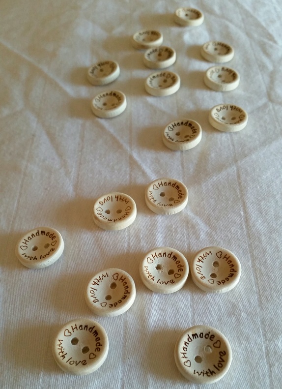 10 stk Treknapper "Handmade with love" - Epla