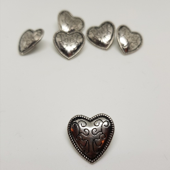 6 stk Metall-knapper Hjerter - Epla
