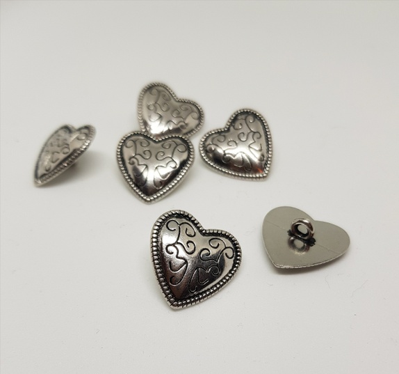 6 stk Metall-knapper Hjerter - Epla