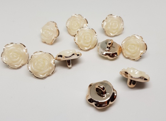 10 stk rose-knapper med gulkant - Epla