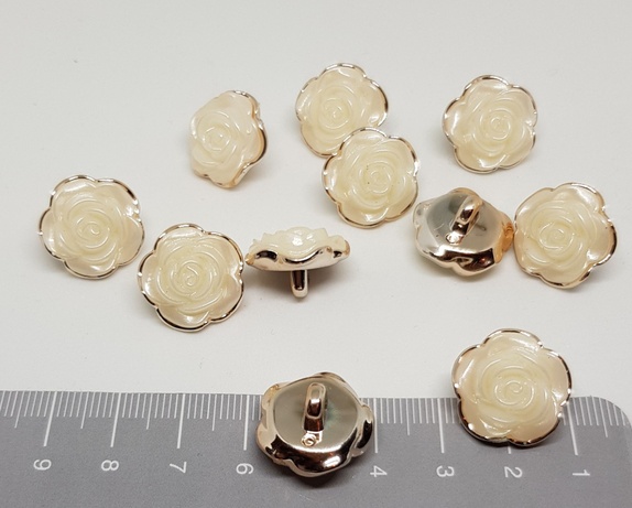 10 stk rose-knapper med gulkant - Epla