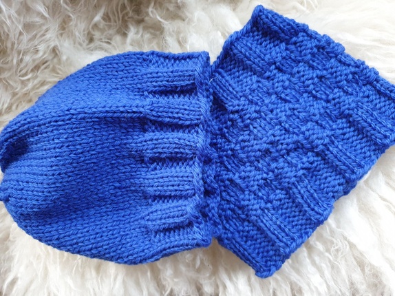 Blå lue og hals - str. 2år - Epla