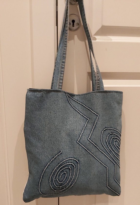 Dongeri veske med broderi. - Epla