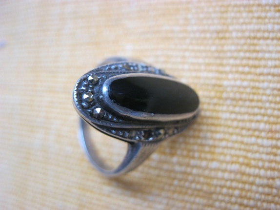 Gammel sølvring onyx sten - Epla
