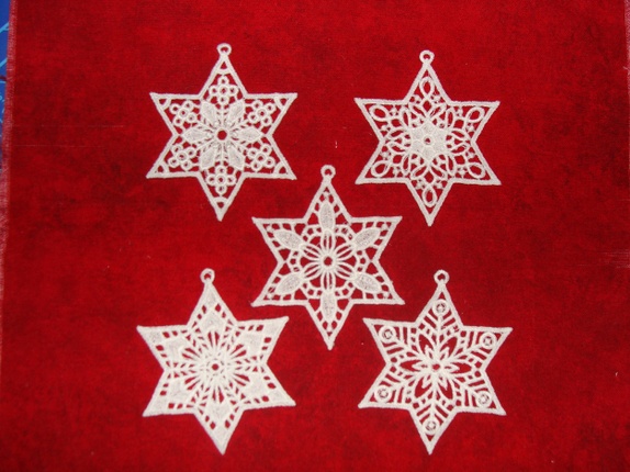 Broderte stjerner, pk med 5 stk - Epla