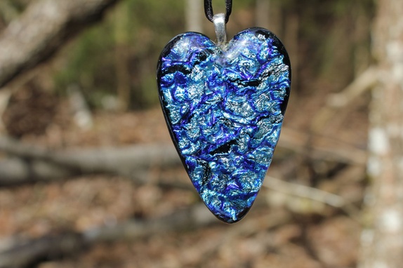 Glass smykke stort blått Hjerte - Epla