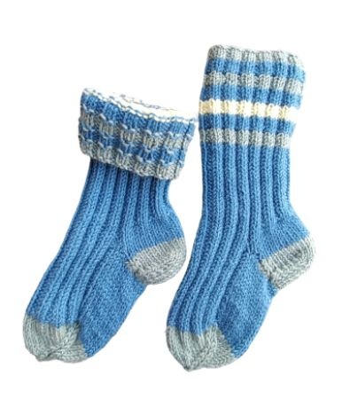 Barnesokker Merinoull Blå/grønn Str. 17 - 18 - Epla