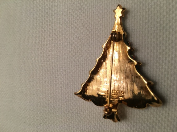 Vintage grønn juletre-brosje - Epla