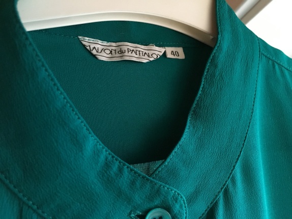 Vintage grønn silkebluse (L) - Epla