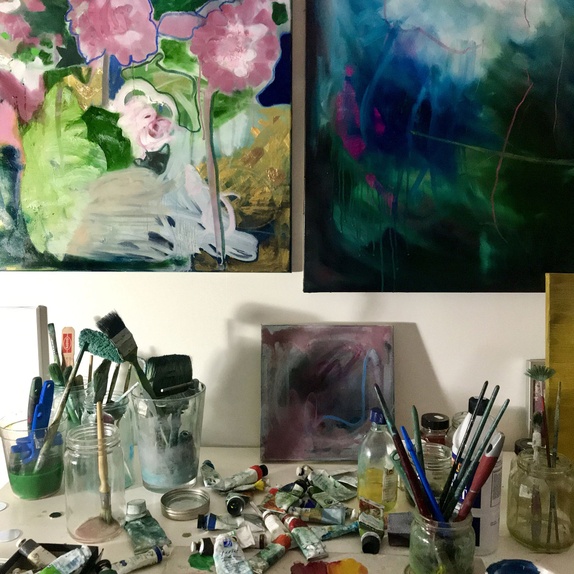 Stort abstrakt oljemaleri 80x100 - Epla