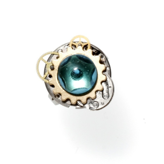 Ring steampunk med turkis krystall - Epla