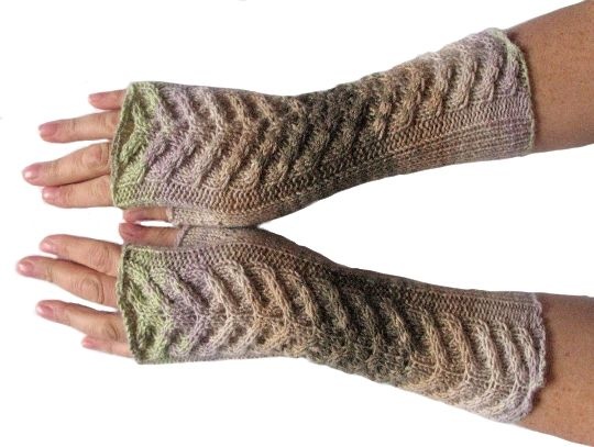 Pulsvanter grønn brun / Votter / strikkehansker / vinterhansker / fingerløse hansker - Epla