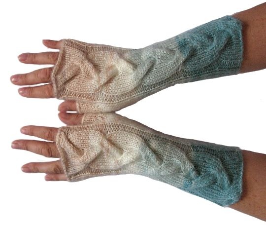 Pulsvanter grønn brun / Votter / strikkehansker / vinterhansker / fingerløse hansker - Epla