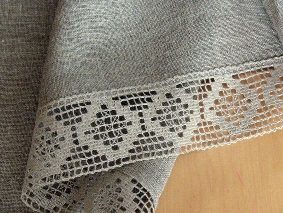 Firkantet lin duk bordduk Naturlig Grå Lace Bordduk Lin Bordduk Burlap Bordduk Vasket Lin ...
