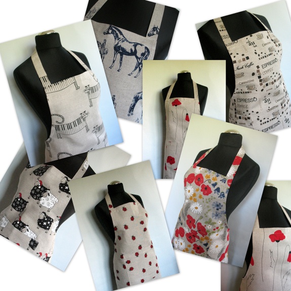 Lin Kjøkken Forkle Hagearbeid Forkle Lærer Forkle Naturgrå blomst blomster Rød Valmue Svart - Epla