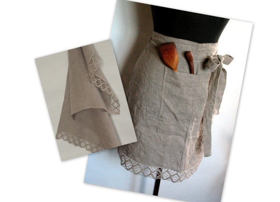 Forkle Kvinner Lin Kjøkken Halv Forkläde Gardening Chef Forklær Lærer Forkle Naturlig Grå ...