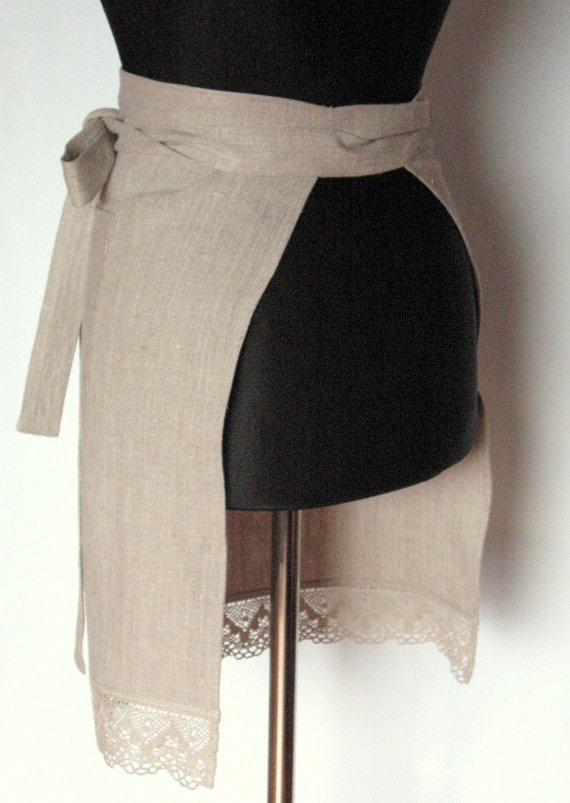 Forkle Kvinner Lin Kjøkken Halv Forkläde Gardening Chef Forklær Lærer Forkle Naturlig Grå ...